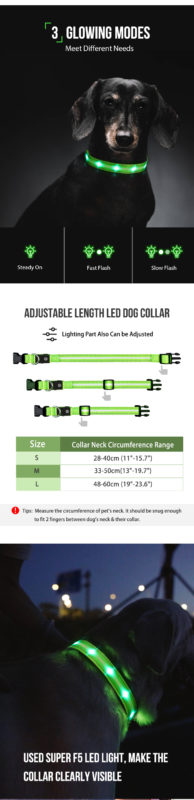 Waterproof LED Dog Collar | Rechargeable Dog LED Collars